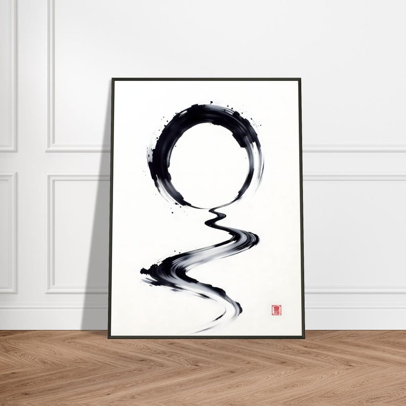 Enso Circle With Zen Path Print – Japanese Sumi-e Brushstroke Art ...