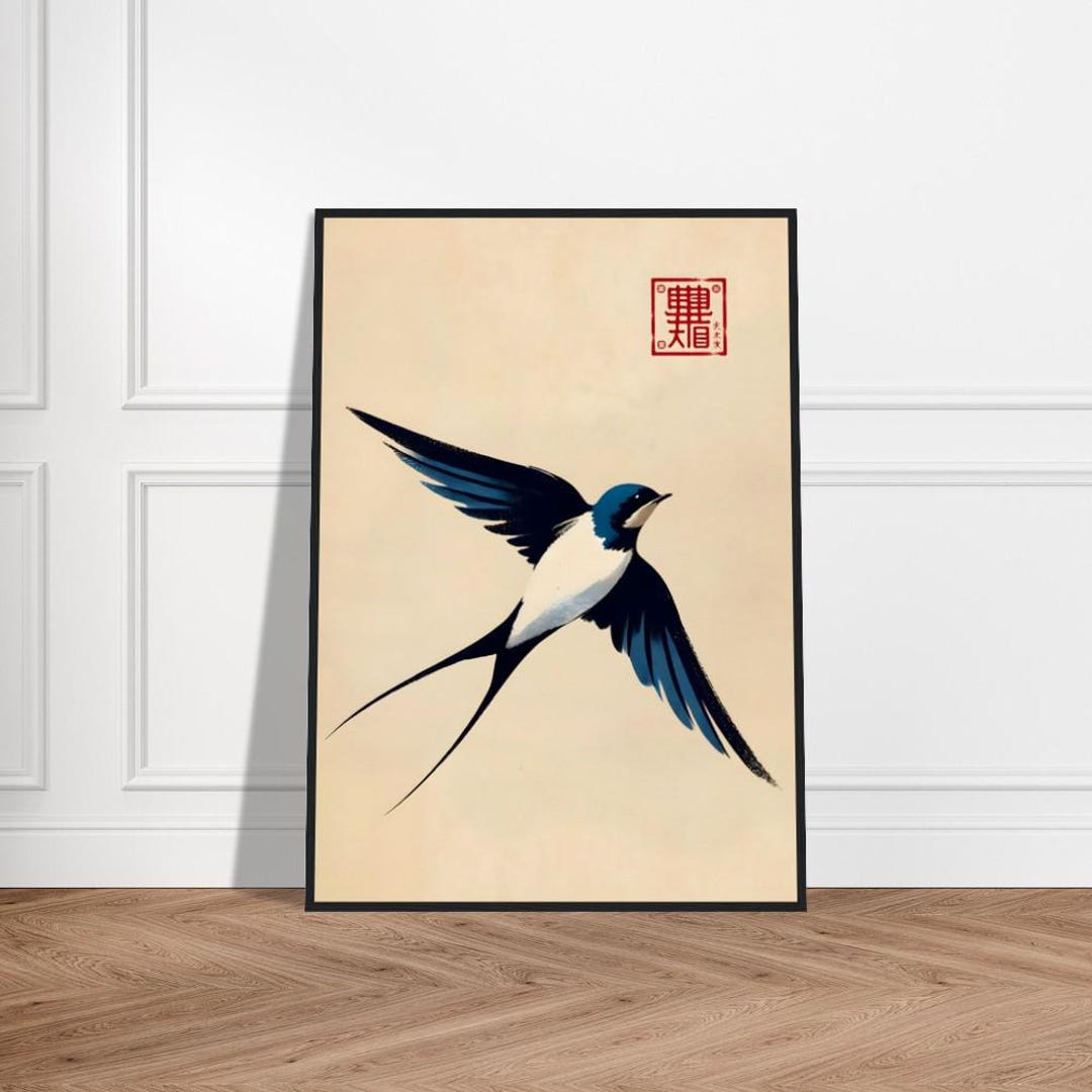 Japanese Swallow Bird Art Poster Minimalist Wall Decor Museum-quality ...