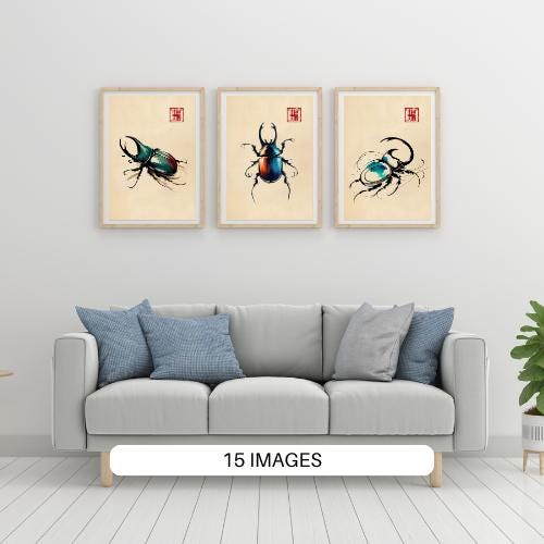 Printable Scarab Art | Japanese Scarab Wall Art Decor | Customizable ...