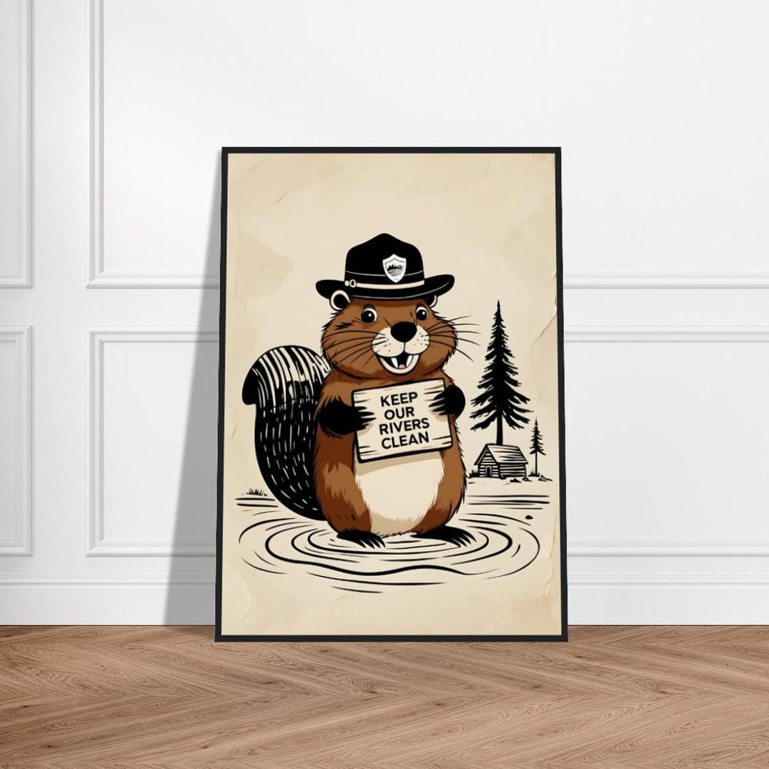 Conservation Beaver Illustration – Cute Forest Animal Ranger Promoting ...