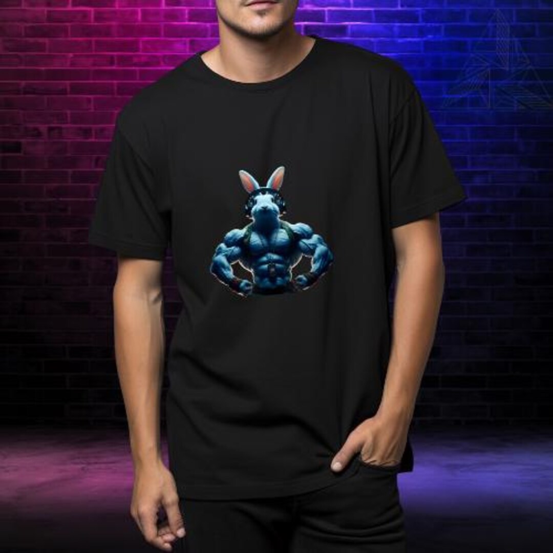 Buff Rabbit Gym T-shirt Design PNG - Etsy