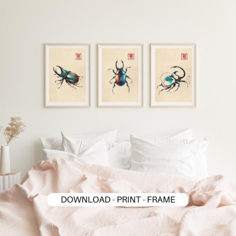 Printable Scarab Art Japanese Scarab Wall Art Decor Customizable ...
