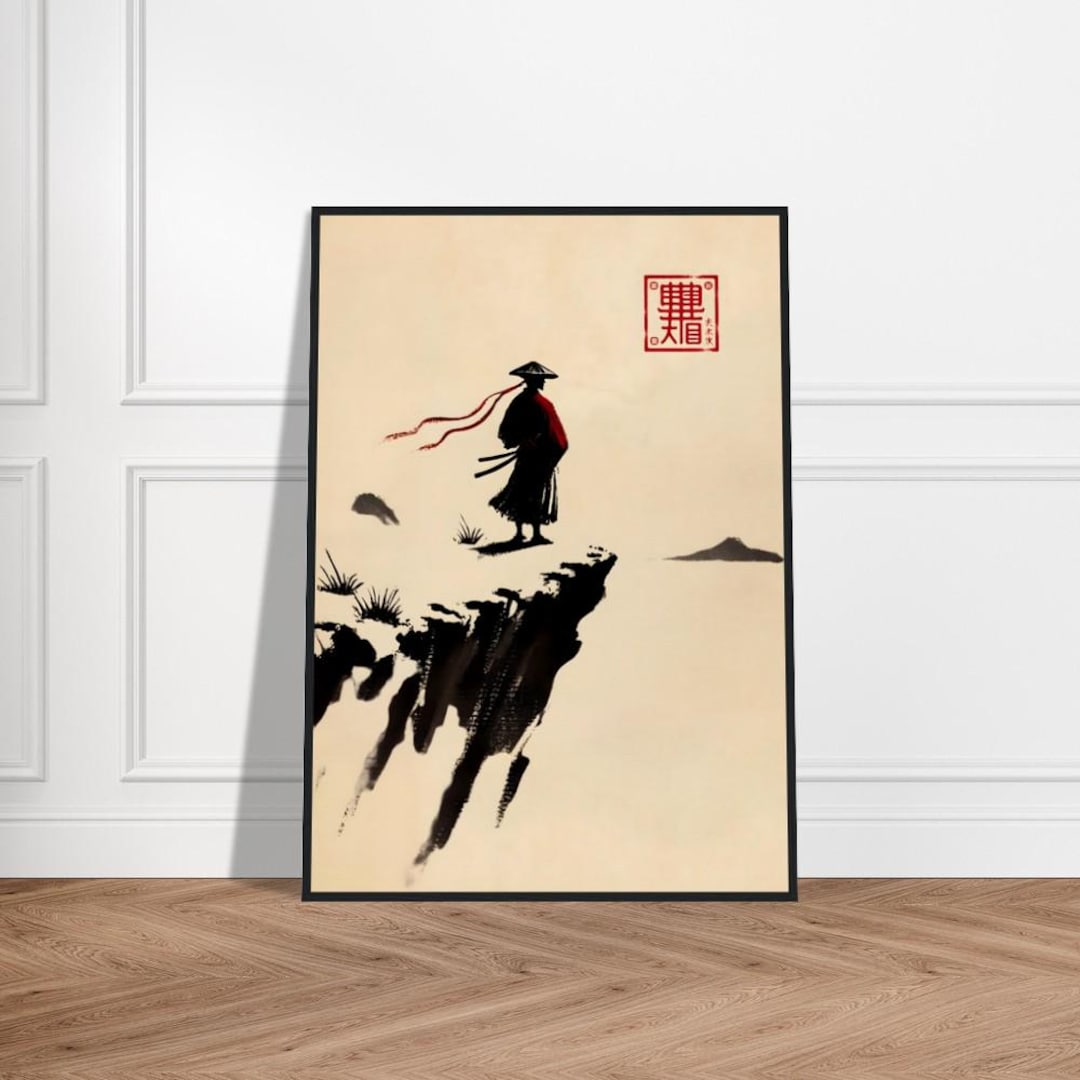 Japanese Lone Ronin Warrior Art Poster – Minimalist Samurai Wall Decor ...