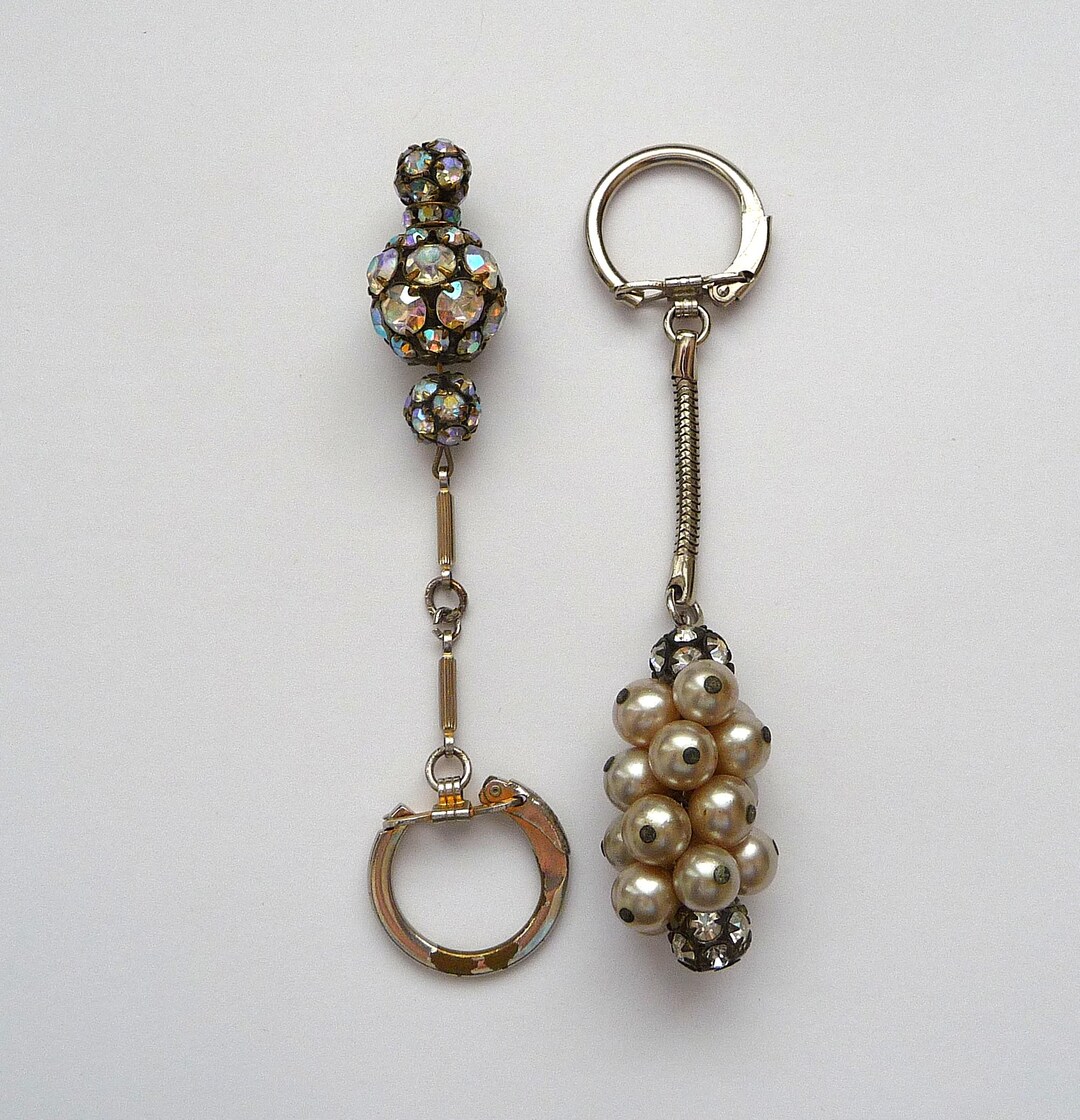 1960's Vintage Fancy Keychains, Rhinestones Faux Pearls, Lot of 2 - Etsy