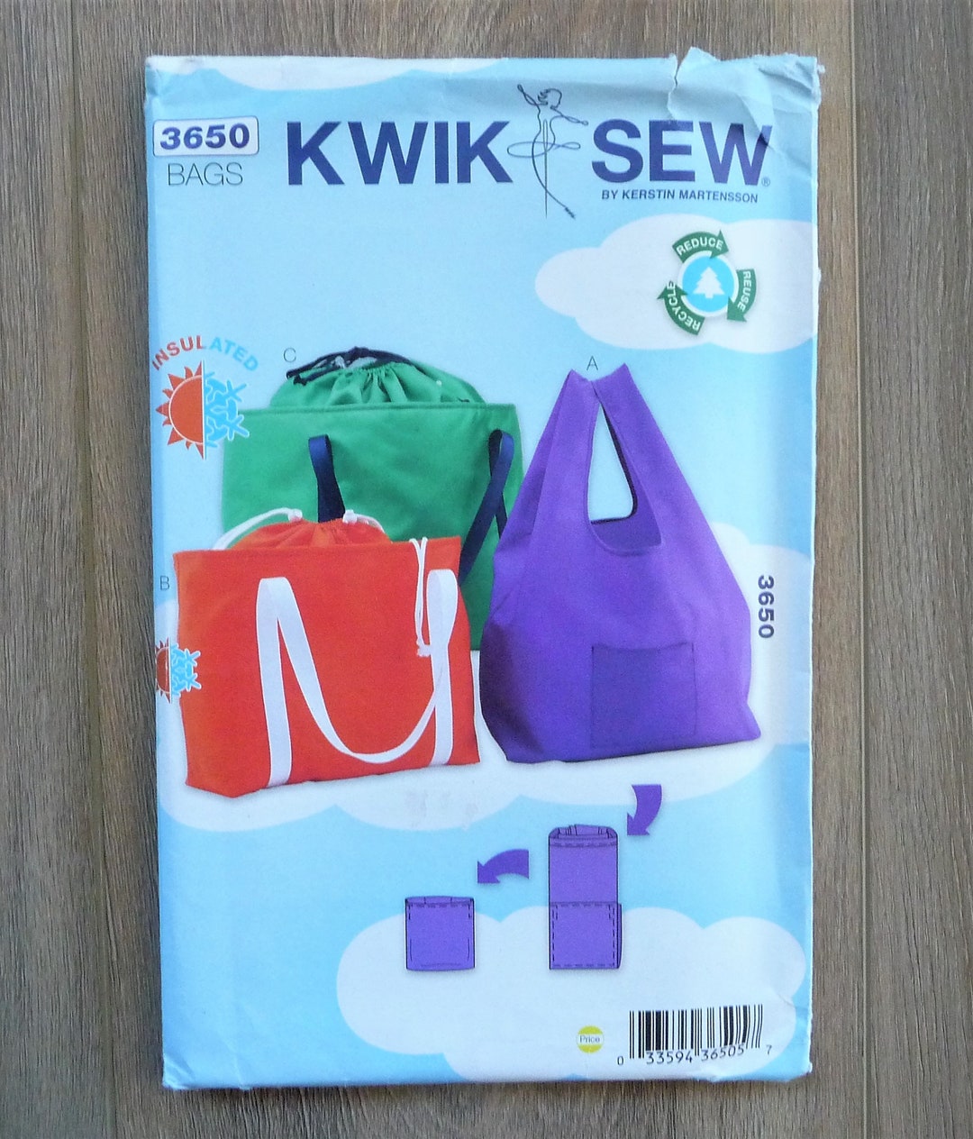 Kwik Sew 3650 BAGS Sewing Pattern Grocery Beach Travel - Etsy