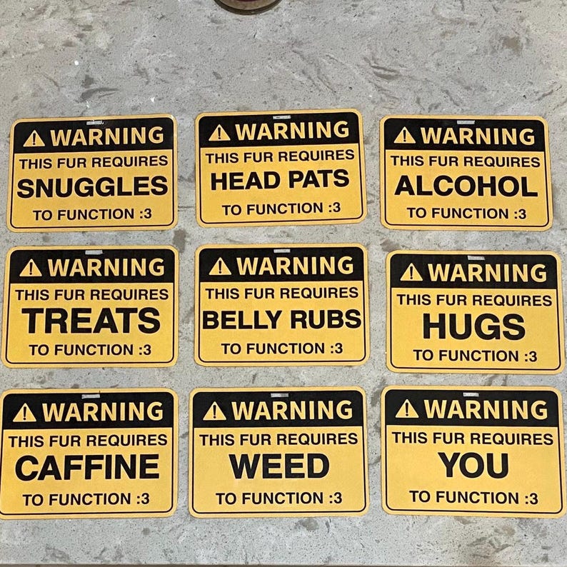 NEW Furry Warning Con Badges (1st Set of 9) UPDATE: Caffeine FIXED - Etsy