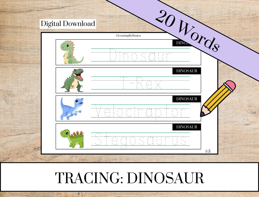 Dinosaur Tracing Strips: Writing Educational Activities, Preschool ...
