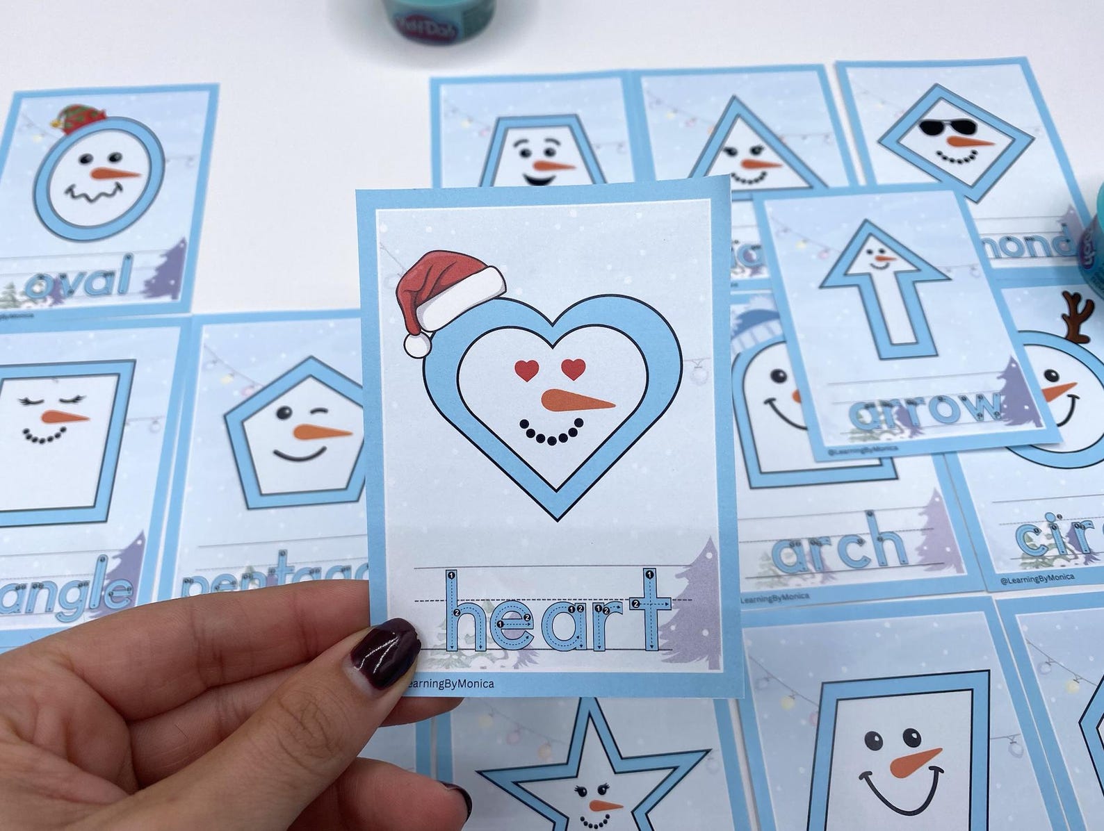 Snowman Shapes Play Dough Mats | Shape Playdoh Mats | Winter Playdough ...