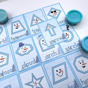 Snowman Shapes Play Dough Mats | Shape Playdoh Mats | Winter Playdough ...