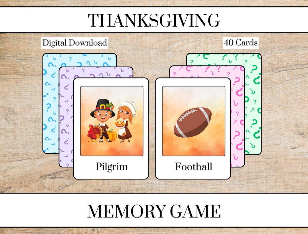 Thanksgiving Memory Game | Thanksgiving Matching Game | Picture ...