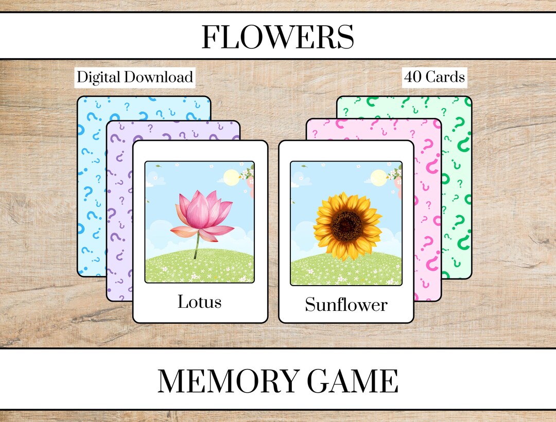 Flowers Memory Game | Flower Matching Game | Picture Matching | Word ...