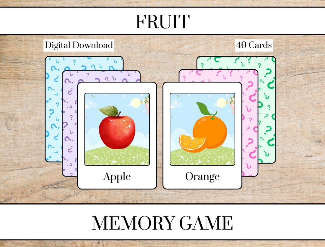 Fruit Memory Game | Fruit Matching Game | Picture Matching | Word ...