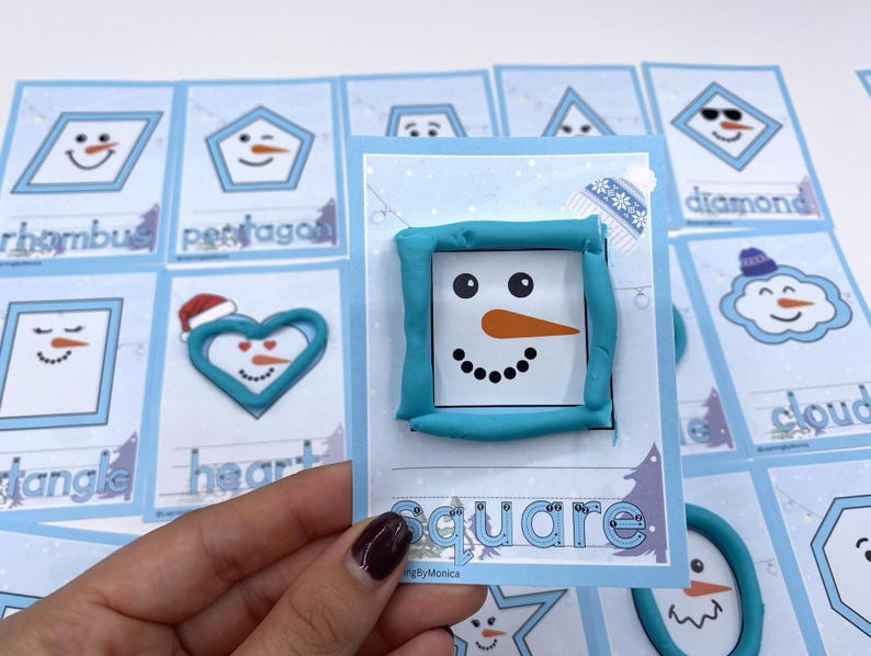 Snowman Shapes Play Dough Mats | Shape Playdoh Mats | Winter Playdough ...