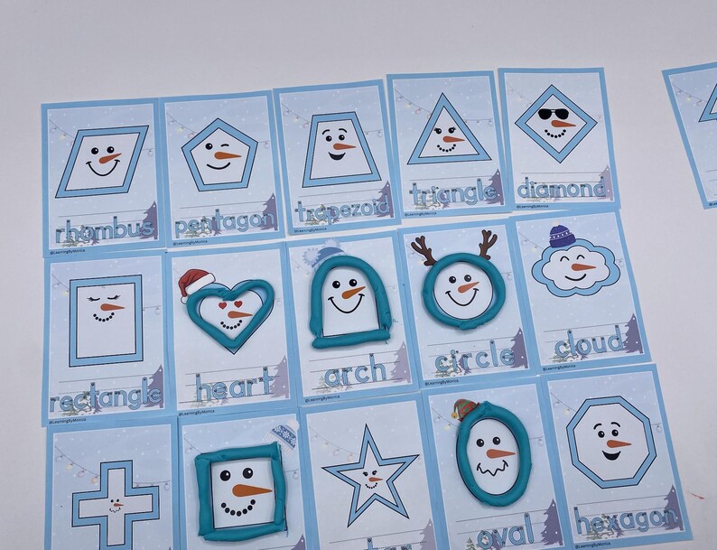 Snowman Shapes Play Dough Mats | Shape Playdoh Mats | Winter Playdough ...