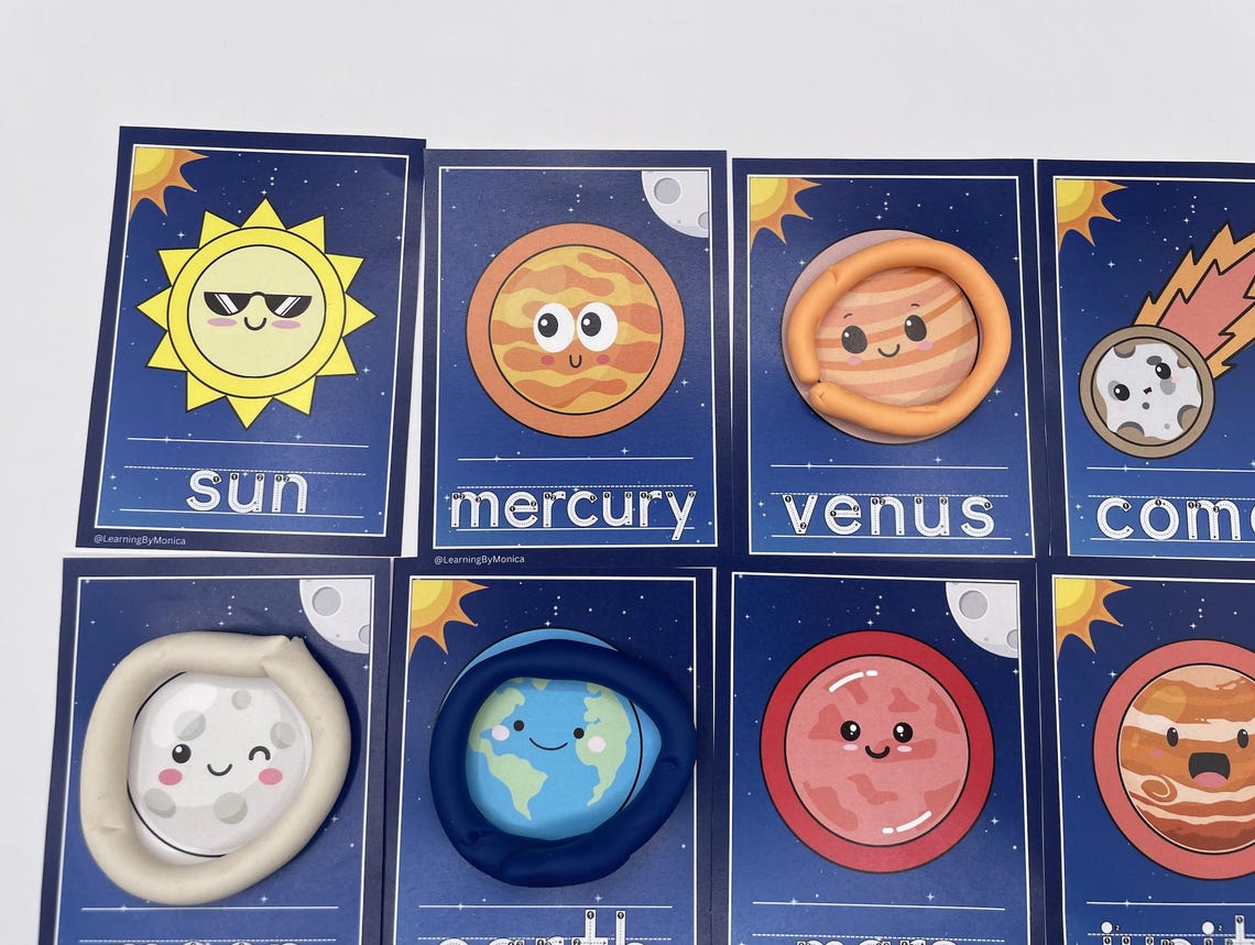 Solar System Play Dough Mat | Space Playdoh Mat | Astronomy Play Dough ...