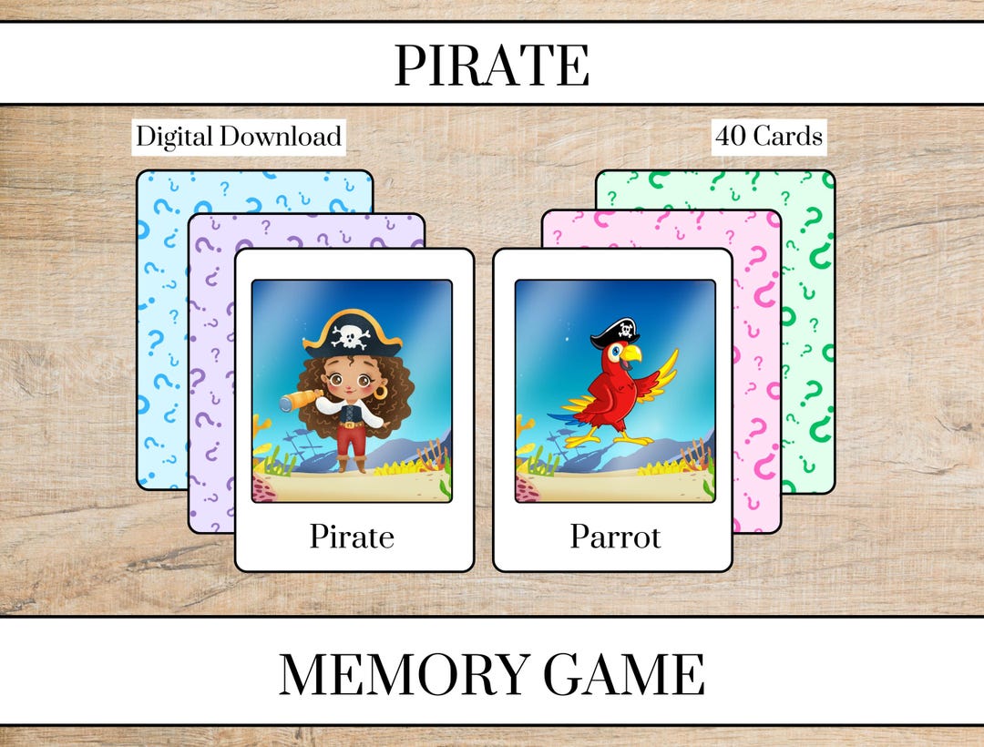 Pirate Memory Game | Pirate Matching Game | Picture Matching | Word ...