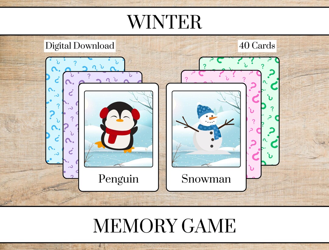 Winter Memory Game | Winter Matching Game | Picture Matching | Word ...