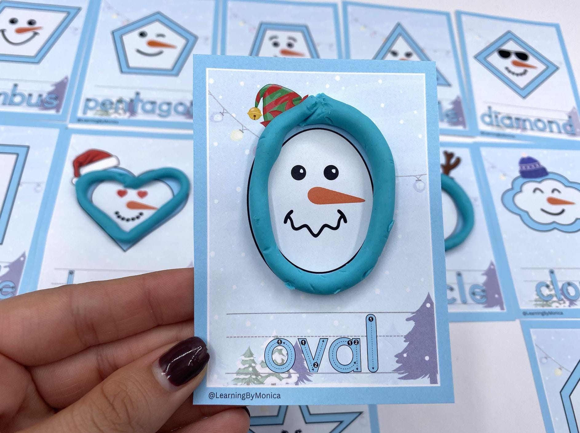 Snowman Shapes Play Dough Mats | Shape Playdoh Mats | Winter Playdough ...