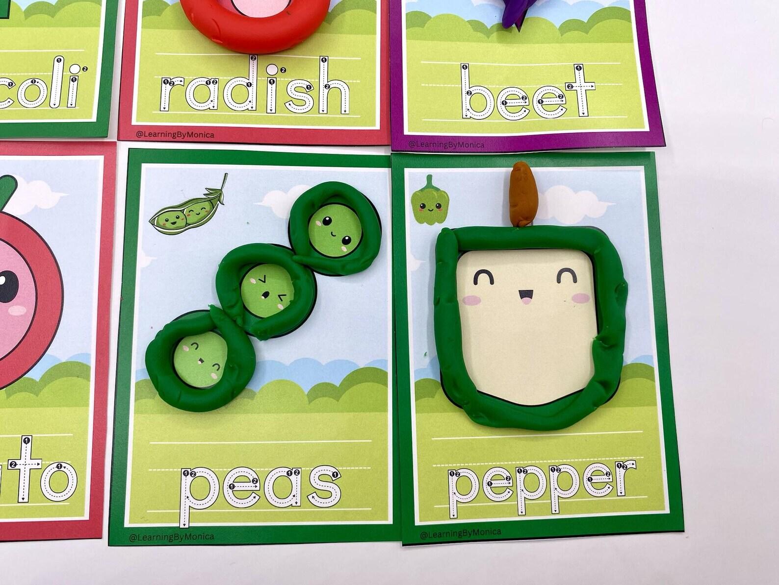 Vegetables Playdough Mats | Vegetables Playdoh Mat | Veggies Play Dough ...