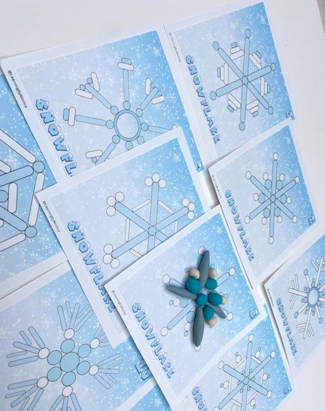 Snowflake Play Dough Mats | Snowflake Playdoh Mats | Winter Playdough ...