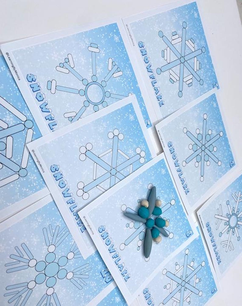 Snowflake Play Dough Mats | Snowflake Playdoh Mats | Winter Playdough ...