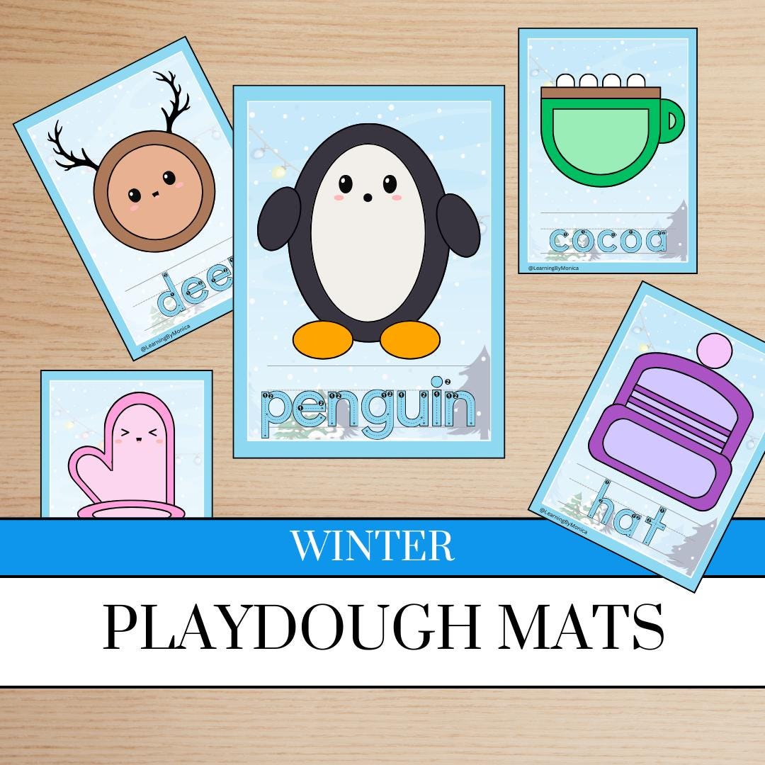 Winter Playdough Mats | Printable Play Dough Mat | Playdoh Mat ...
