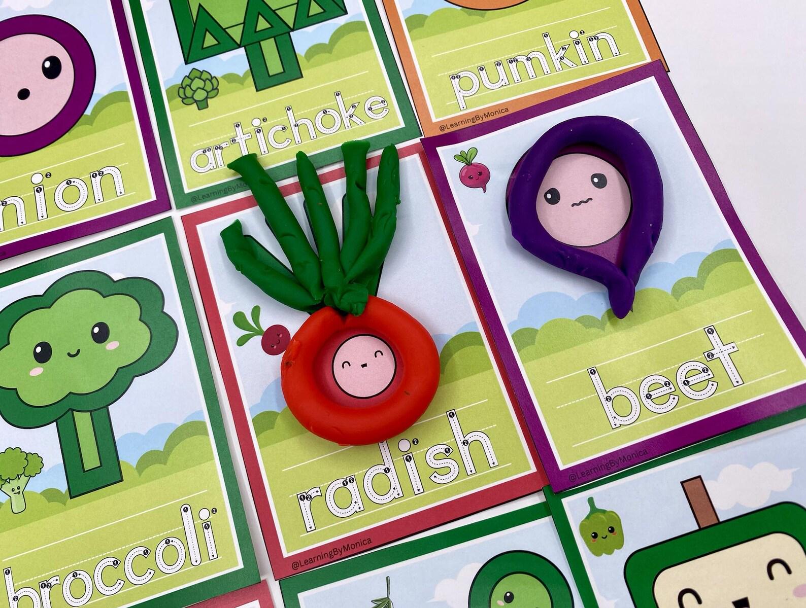 Vegetables Playdough Mats | Vegetables Playdoh Mat | Veggies Play Dough ...