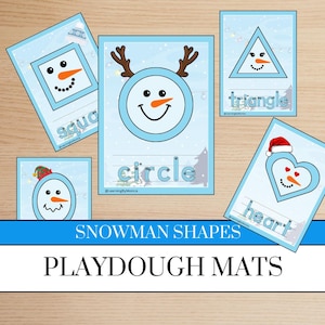 Snowman Shapes Play Dough Mats | Shape Playdoh Mats | Winter Playdough ...
