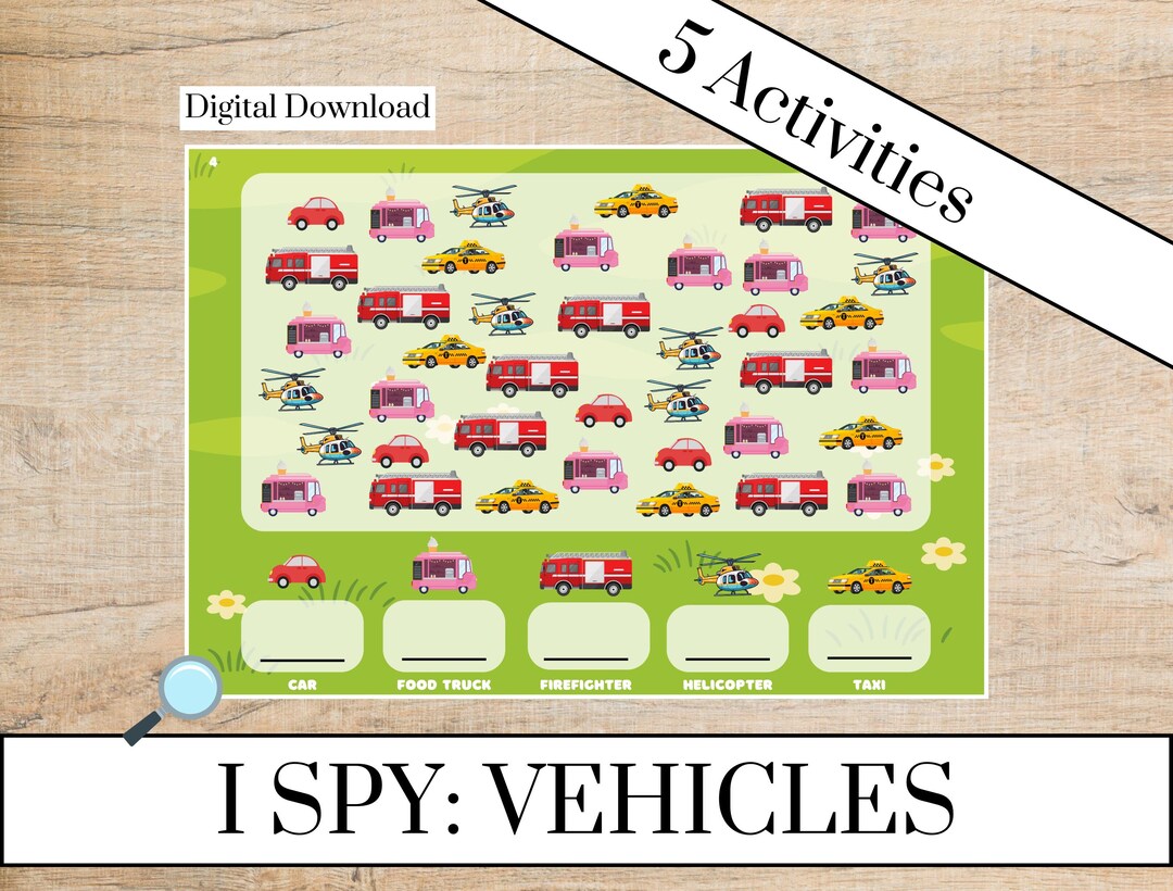 I Spy Vehicle Counting Activity | Cars Trucks Vehicle Printable ...
