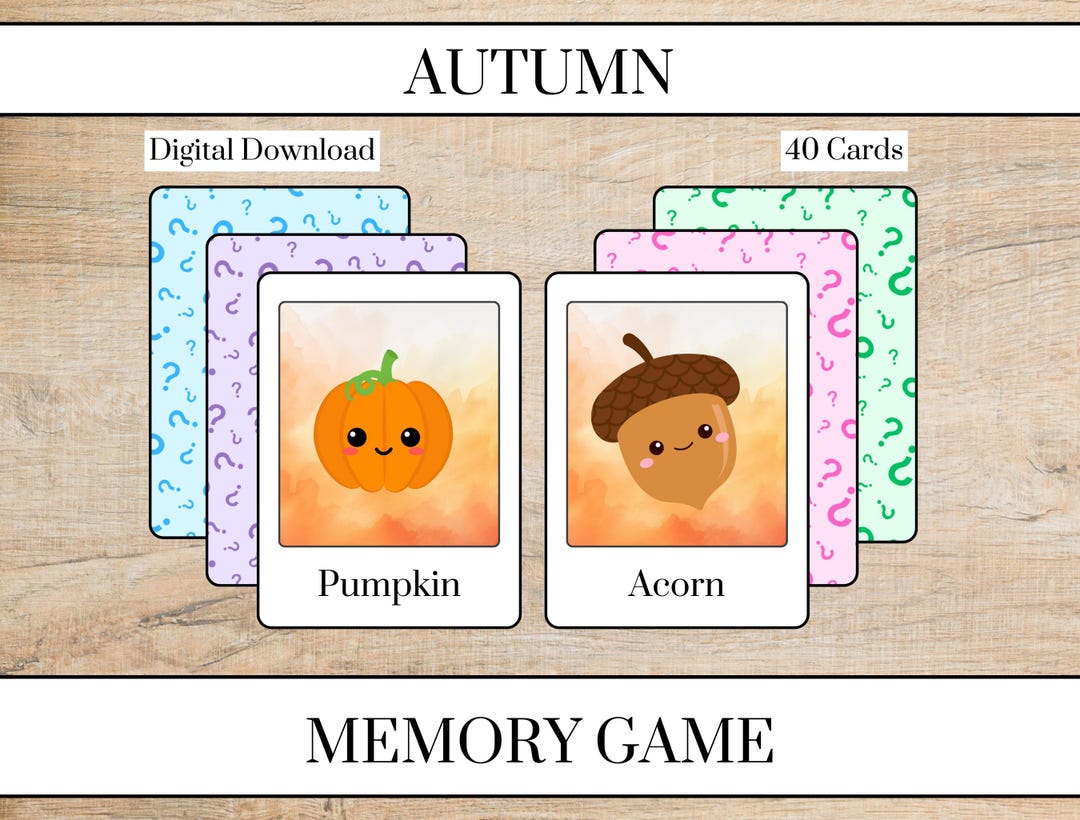 Autumn Memory Game | Autumn Matching Game | Picture Matching | Word ...
