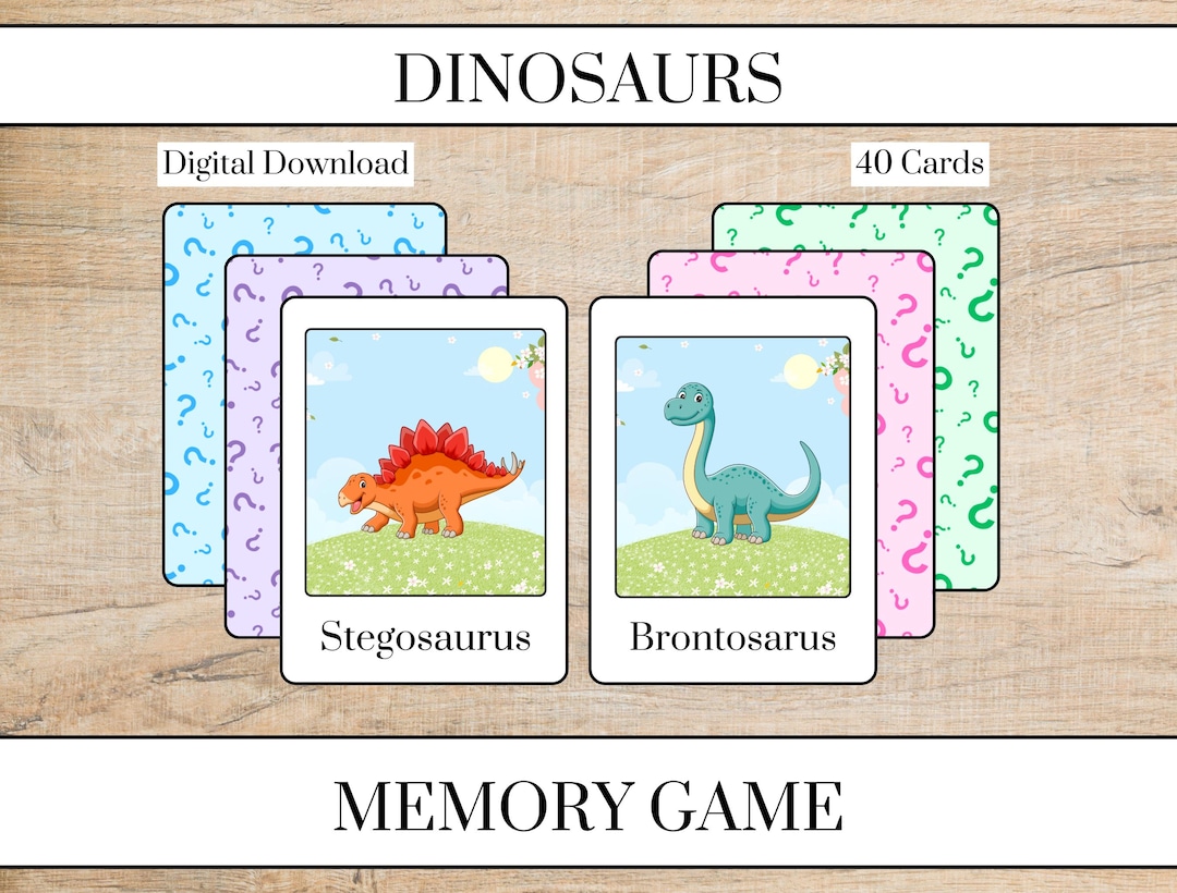 Dinosaur Memory Game | Dino Matching Game | Picture Matching | Word ...