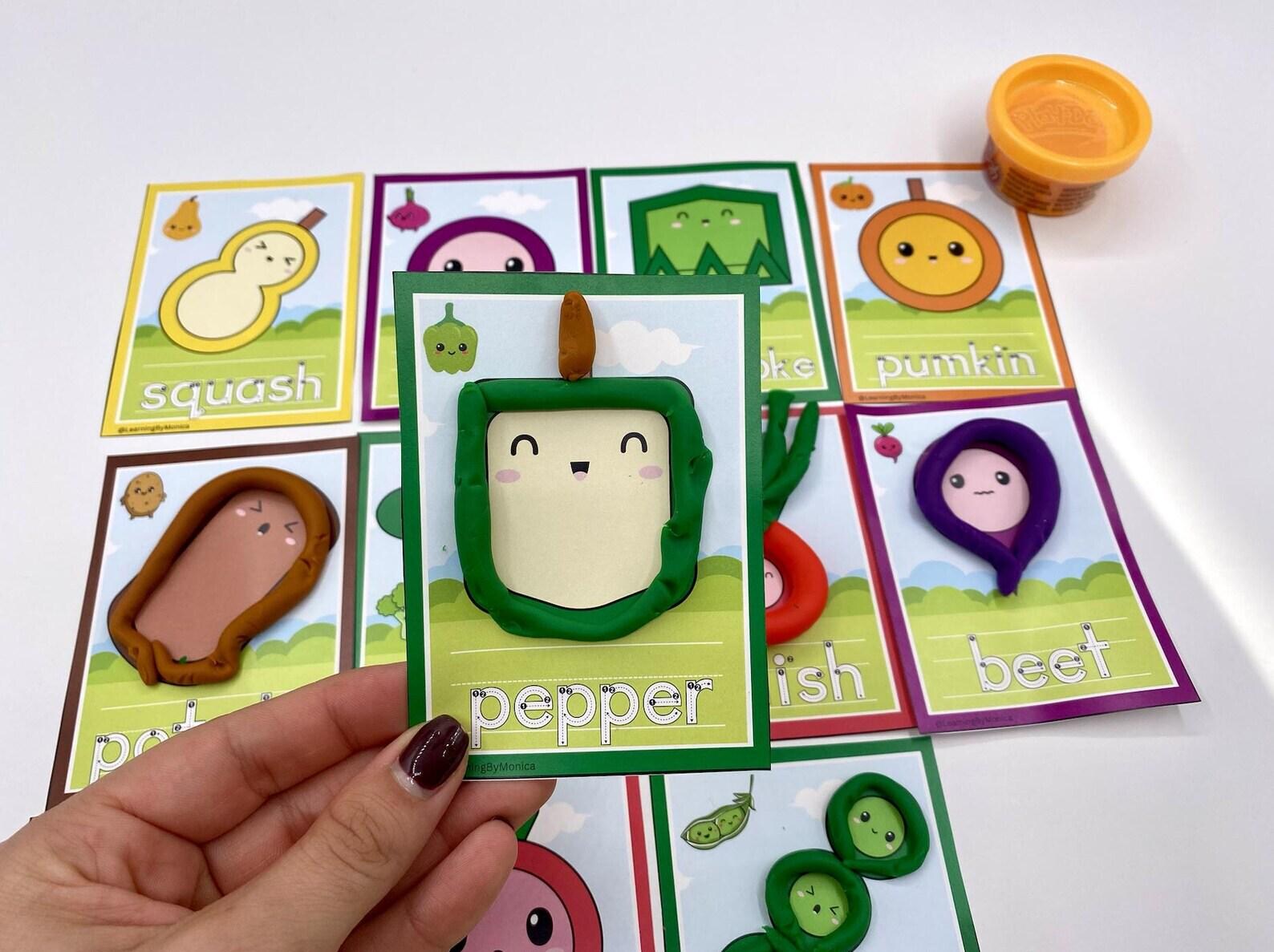 Vegetables Playdough Mats | Vegetables Playdoh Mat | Veggies Play Dough ...
