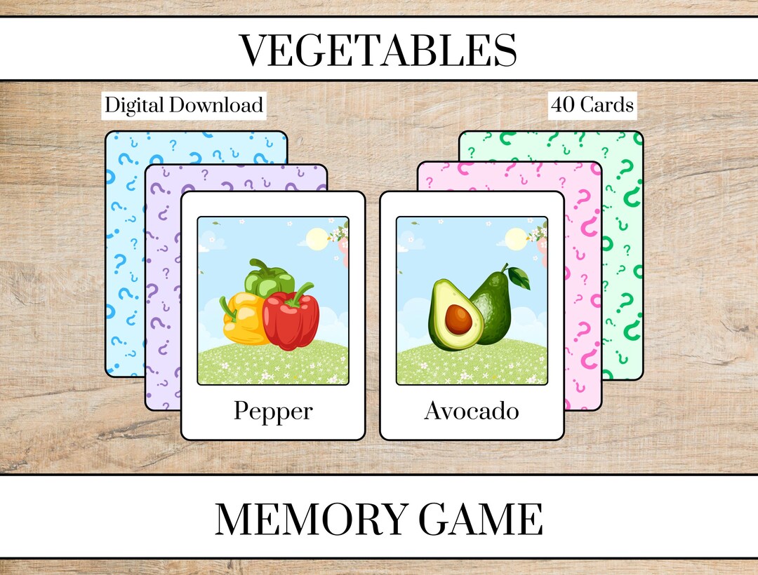 Vegetable Memory Game | Vegetable Matching Game | Picture Matching ...