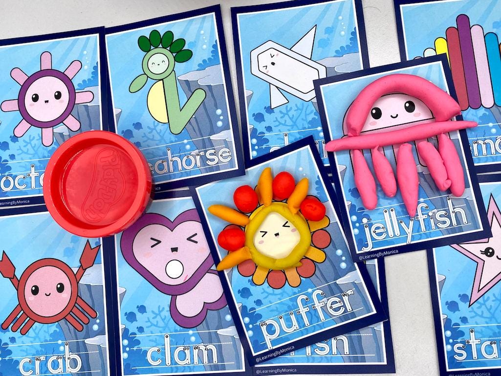 Ocean Animals Playdough Mats | Ocean Playdoh Mat | Animal Playdough ...