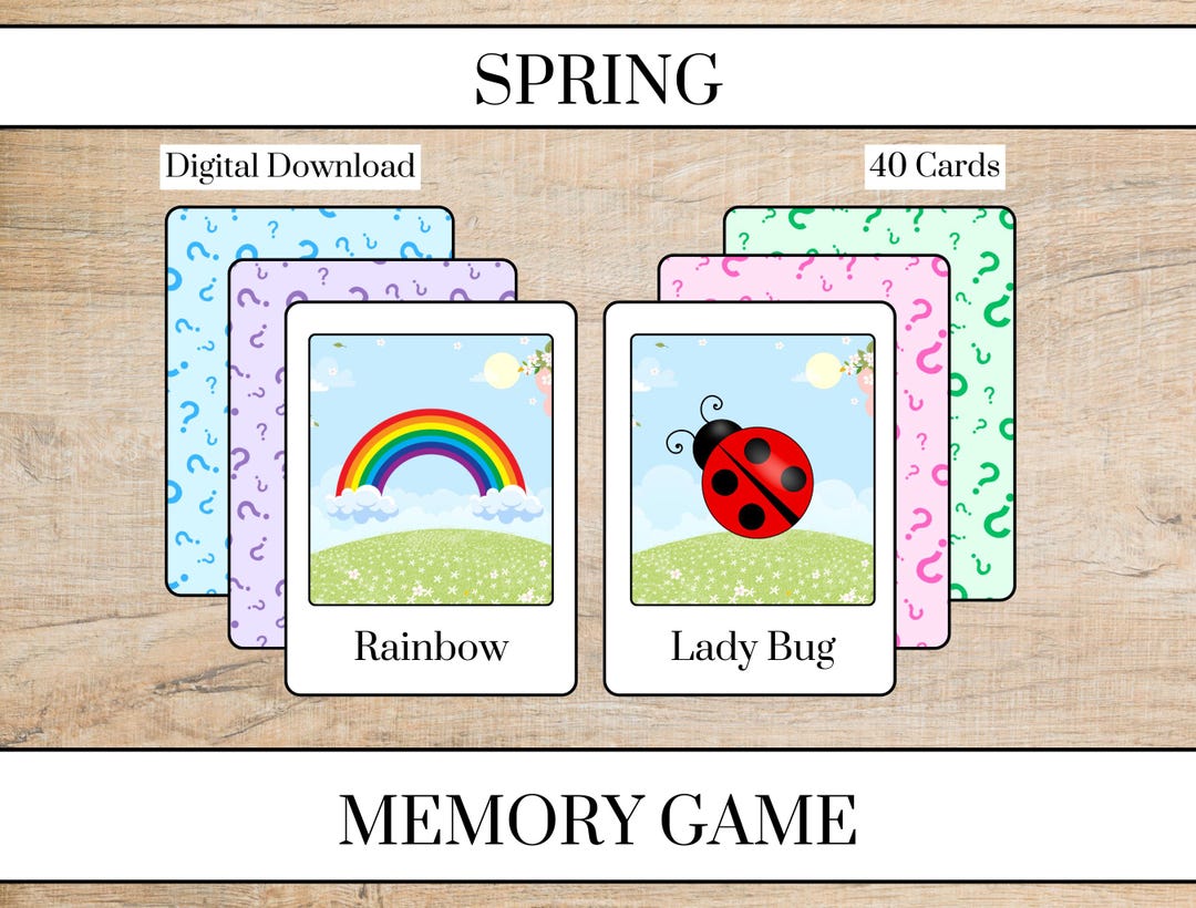 Spring Memory Game | Spring Matching Game | Picture Matching | Word ...