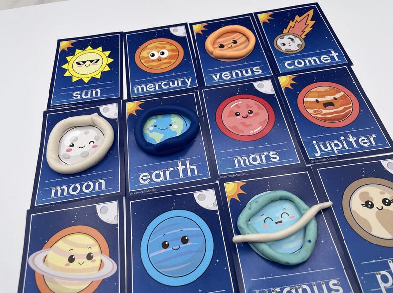 Solar System Play Dough Mat | Space Playdoh Mat | Astronomy Play Dough ...