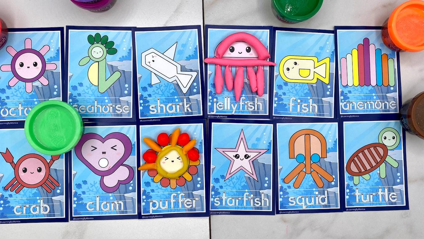 Ocean Animals Playdough Mats | Ocean Playdoh Mat | Animal Playdough ...