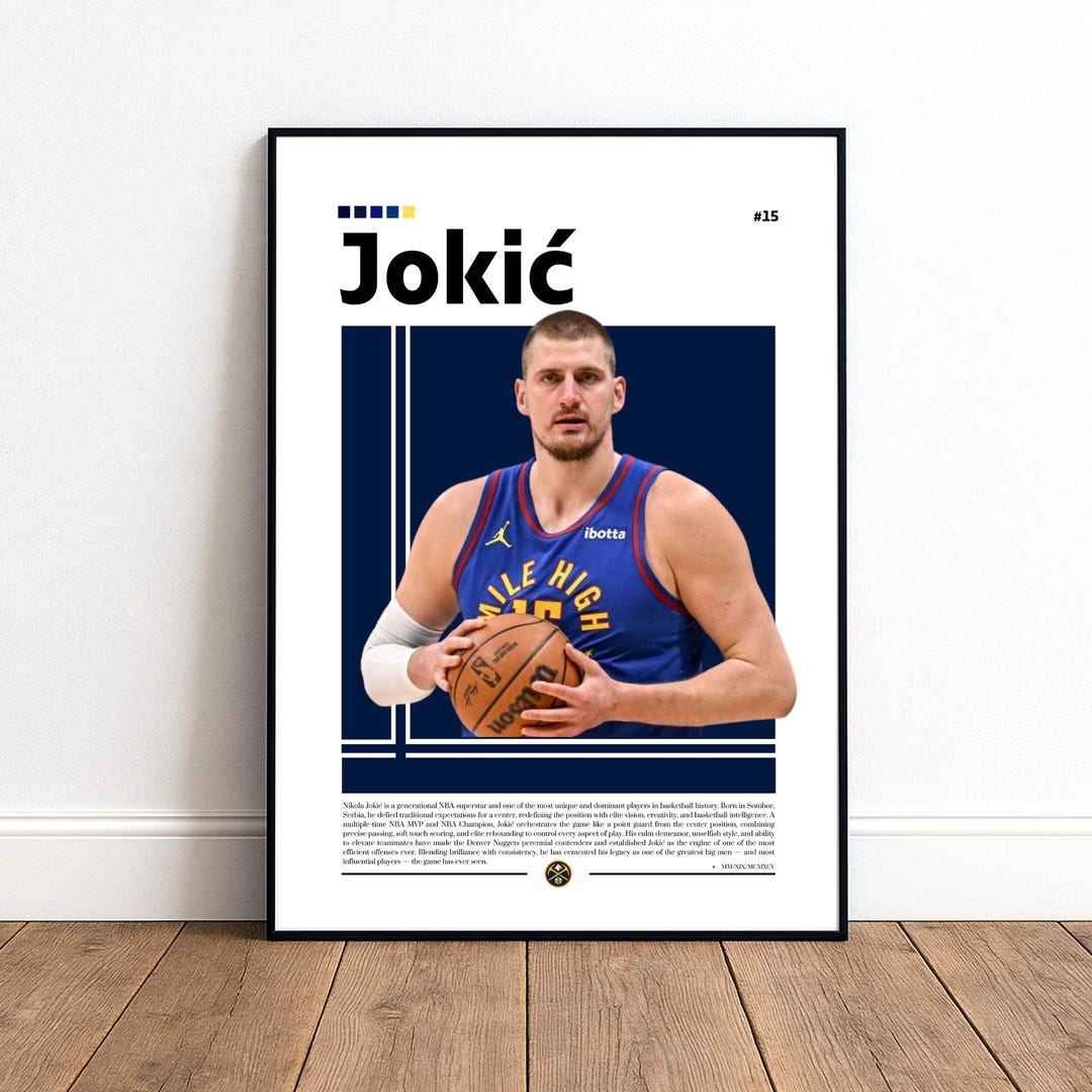 Nikola Jokic Poster | Denver Nuggets | Nuggets Poster | NBA Poster ...