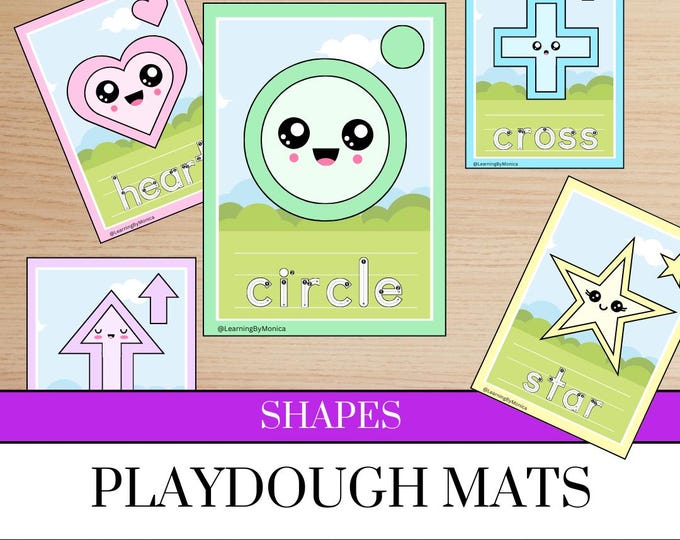 Shapes Play Dough Mats Visual Cards Montessori Toddler Activities ...