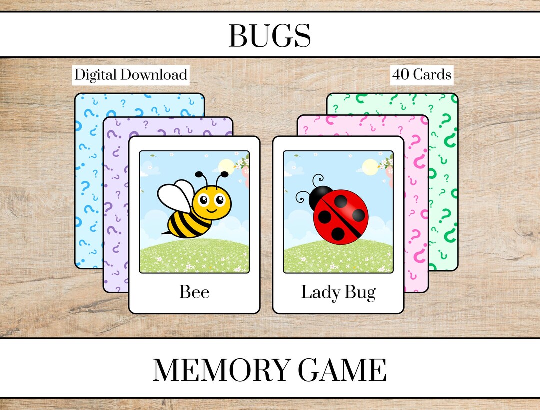 Insects Memory Game | Bugs Matching Game | Picture Matching | Word ...