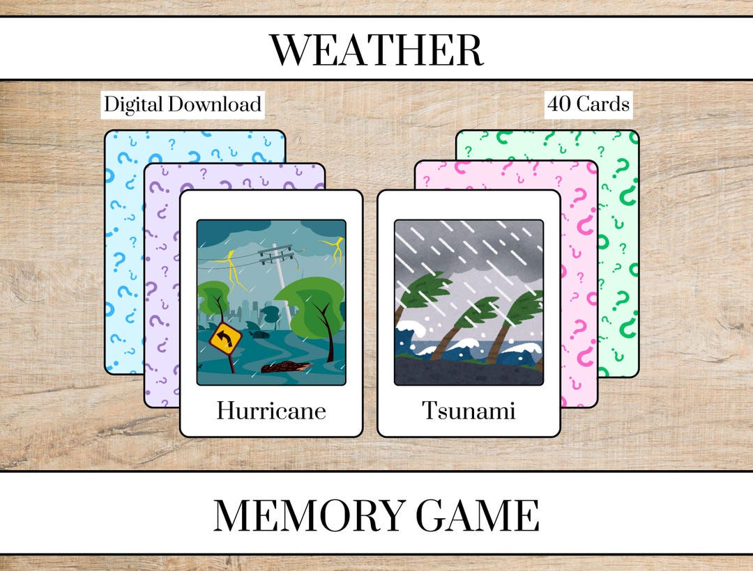 Weather Memory Game | Weather Matching Game | Picture Matching | Word ...