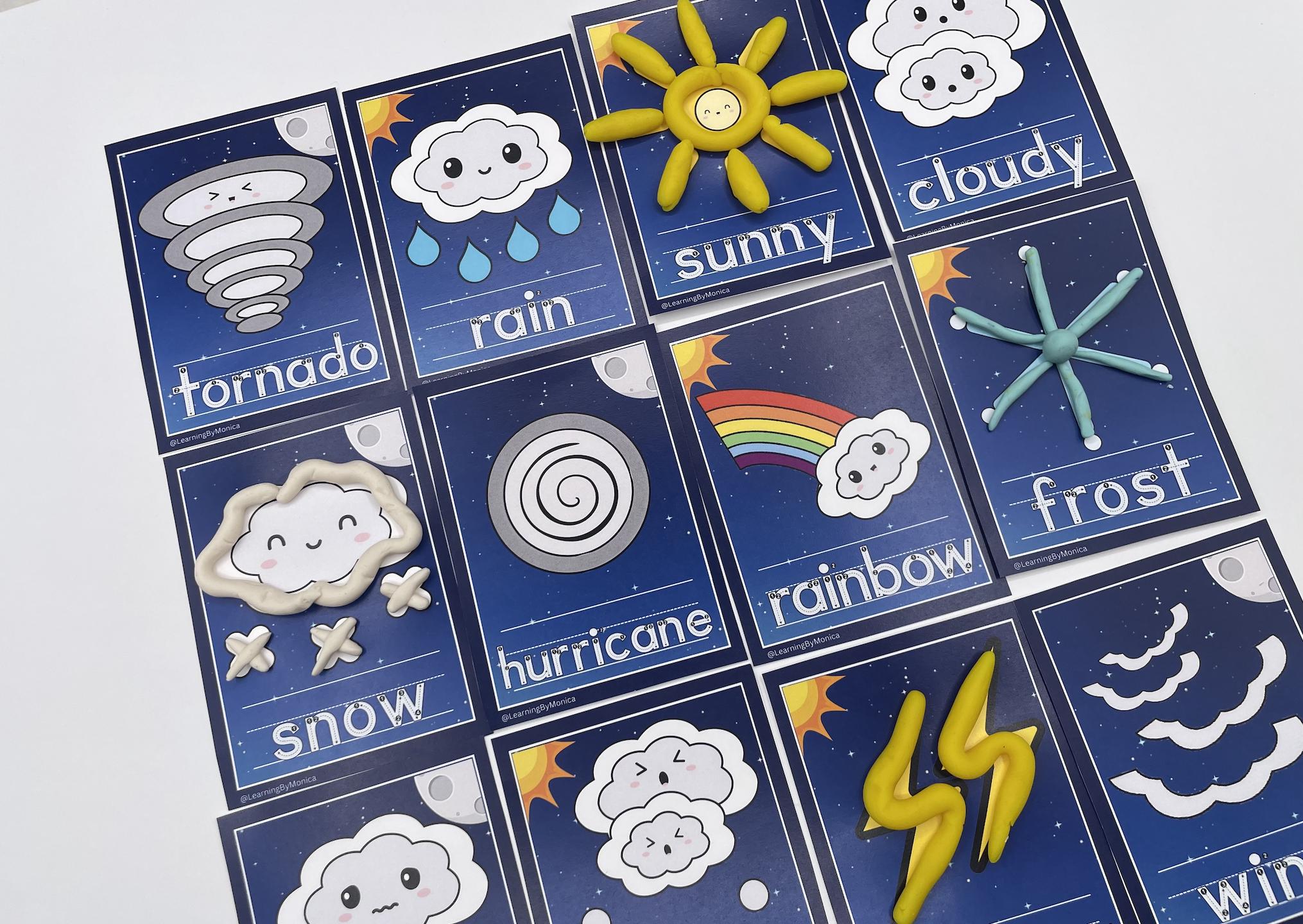 Weather Play Dough Mats | Playdoh Mat | Playdough Mats | Printable ...