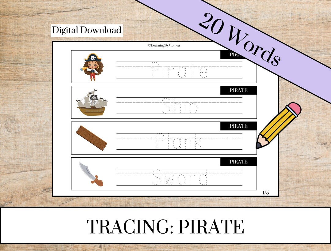 Pirate Tracing Strips: Writing Educational Activities, Preschool ...