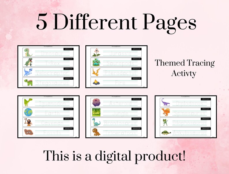 Dinosaur Tracing Strips: Writing Educational Activities, Preschool ...