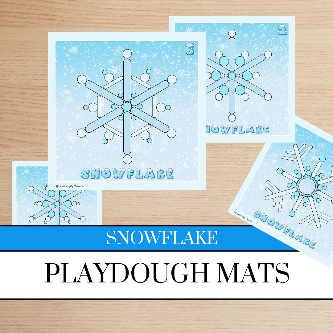 Snowflake Play Dough Mats | Snowflake Playdoh Mats | Winter Playdough ...