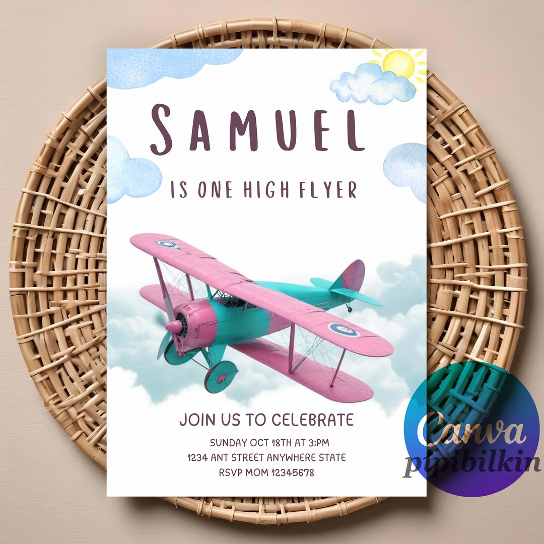 Editable Airplane Birthday Invitation, Airplane Party Invite, Airplane ...