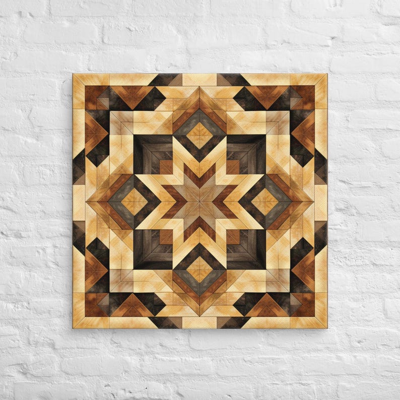 Rustic Wood Quilt Canvas Print – Geometric Farmhouse Wall Art - Etsy
