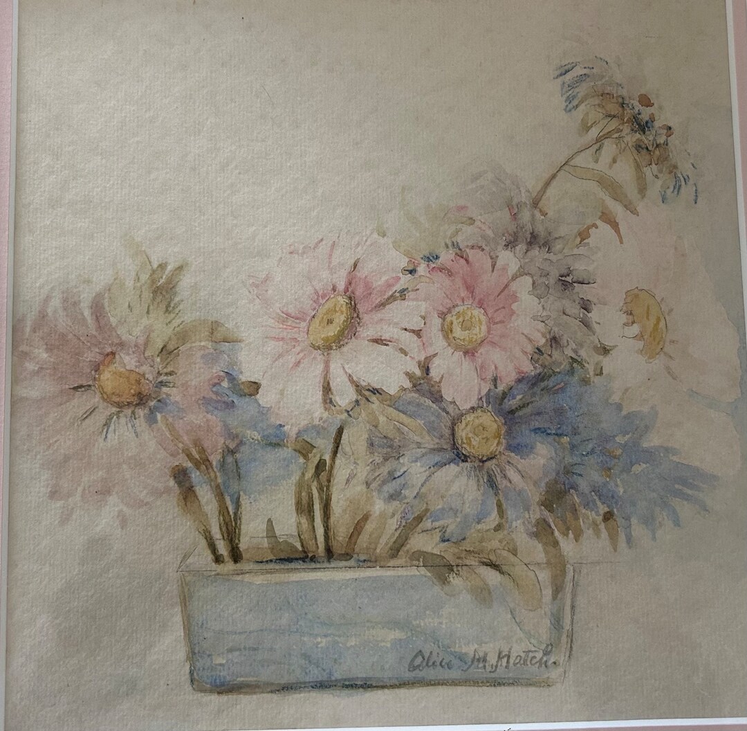 Vintage Original Watercolor Still Life Floral by Listed Artist Alice ...