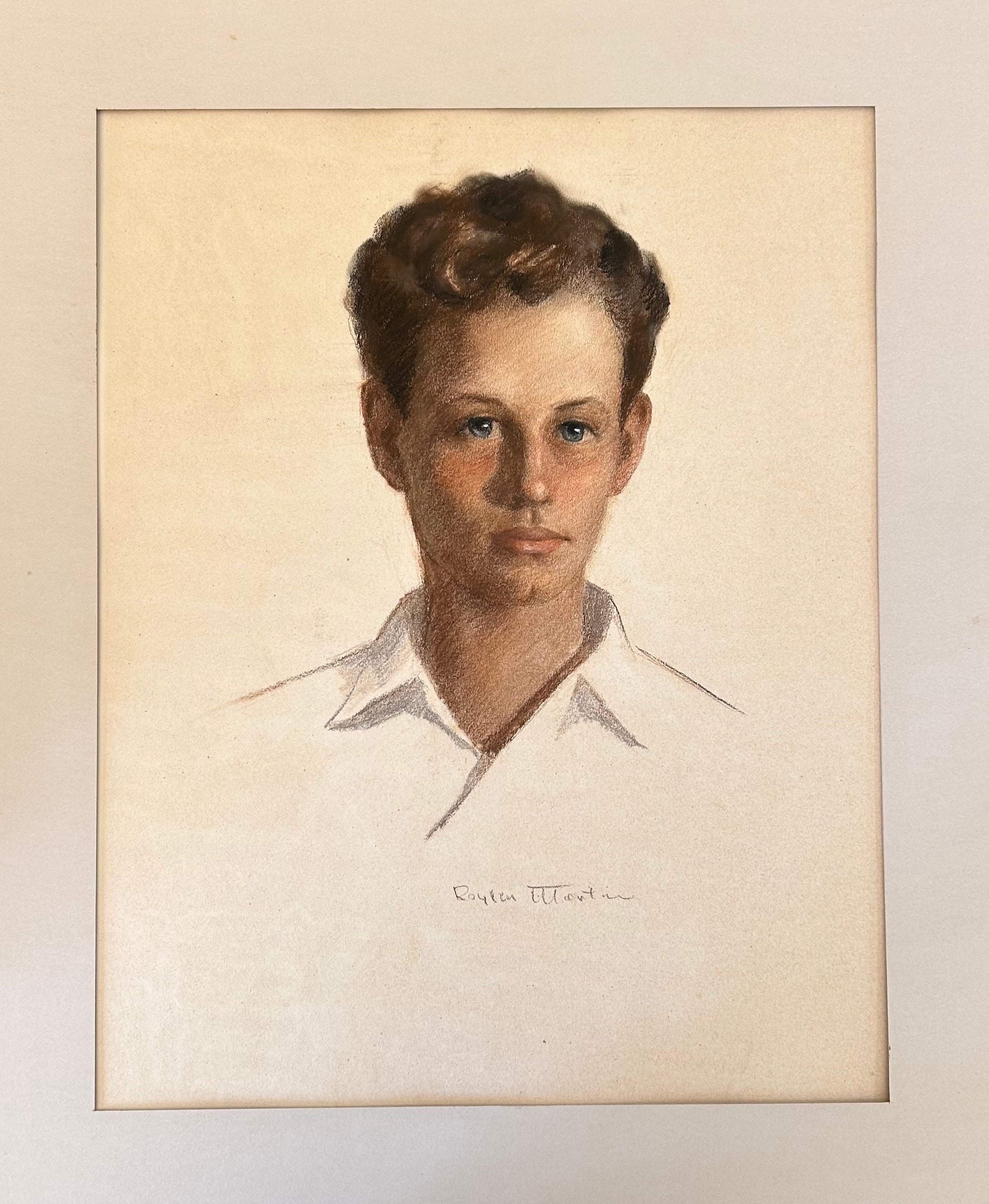 Royden Martin Oil Pastel Portrait of a Young Man Mid Century - Etsy