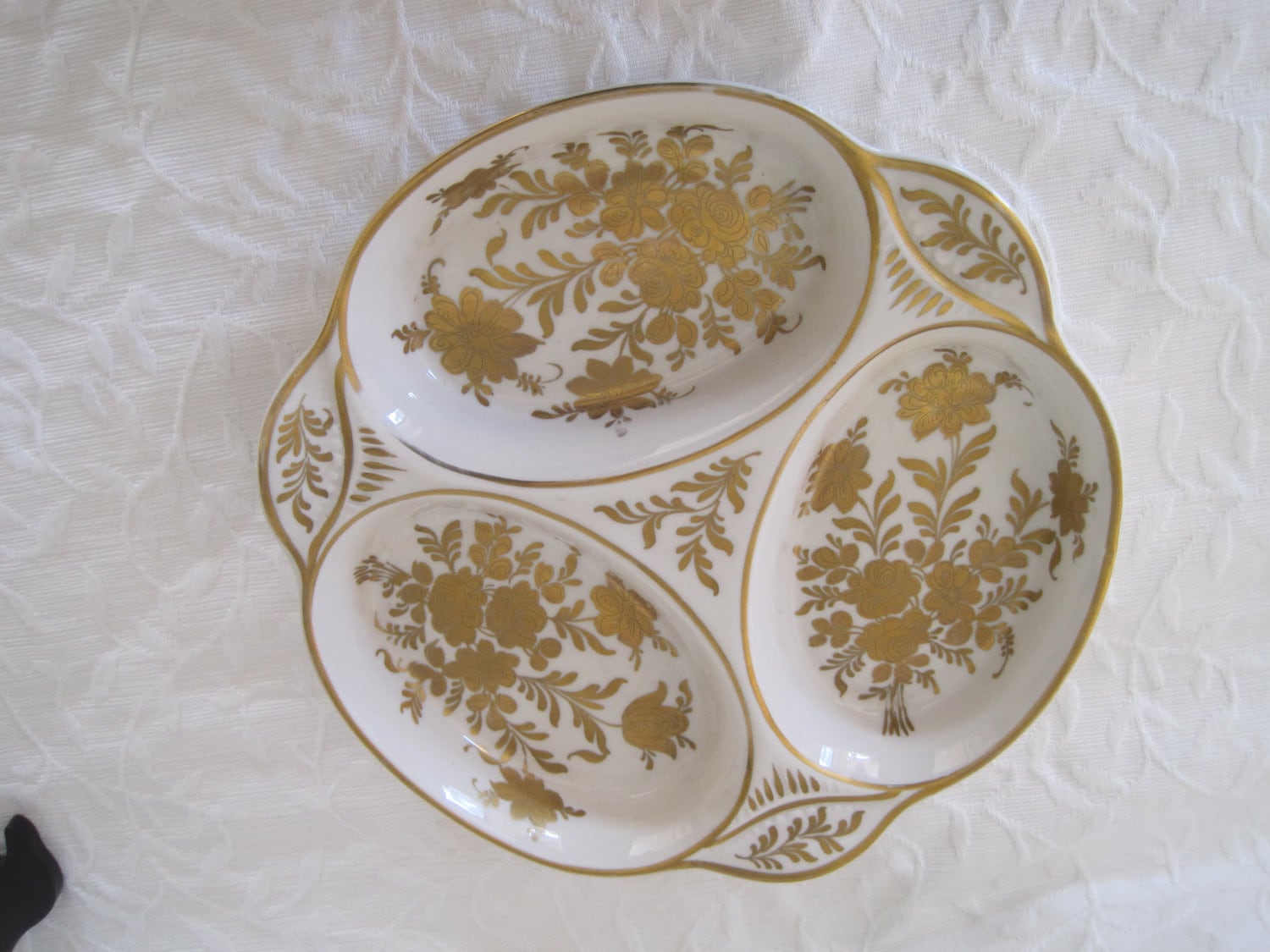 Buy Elegant Pillivuyt France Porcelian Sectioned Dish Tray Hand Painted ...